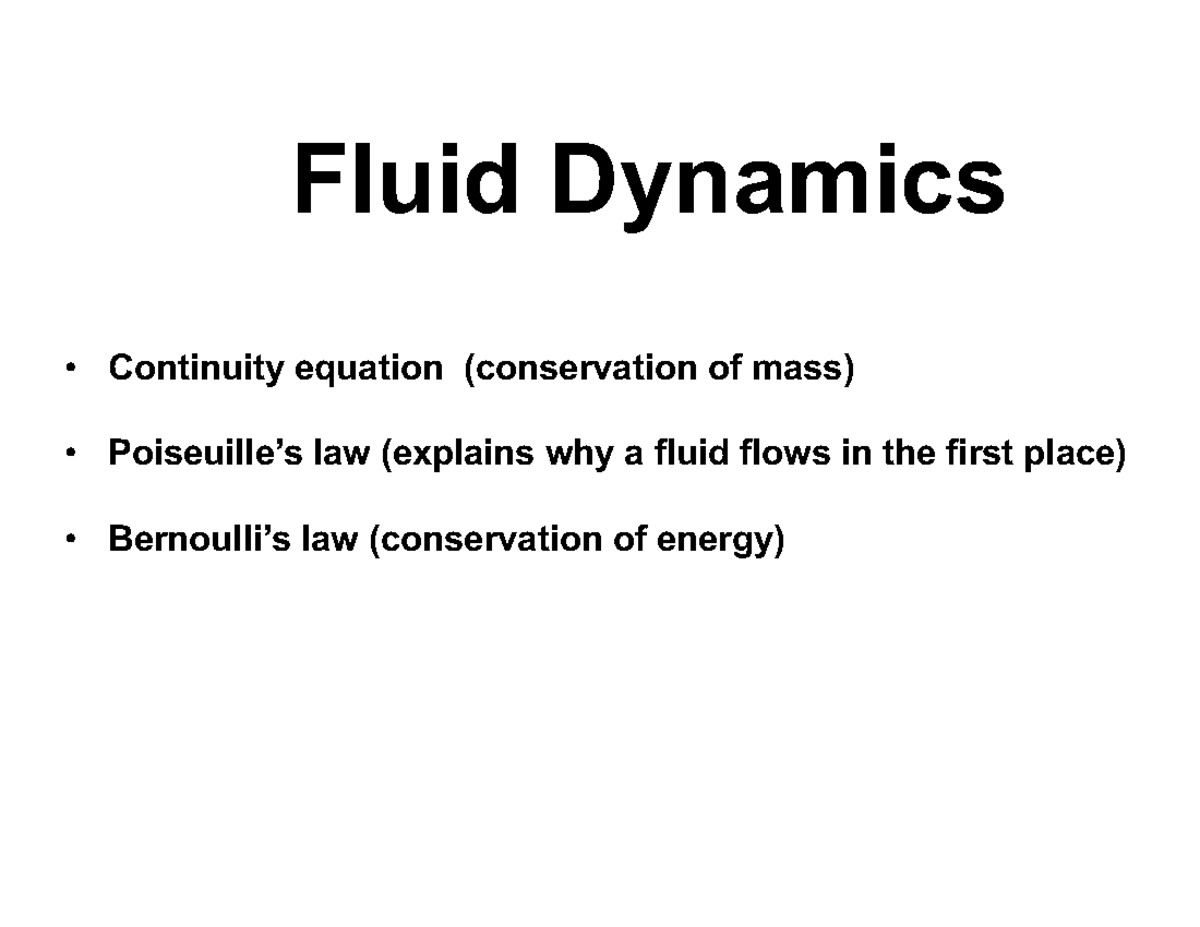 Fluid Dynamics Lecture Notes: Key Concepts and Laws - Studocu
