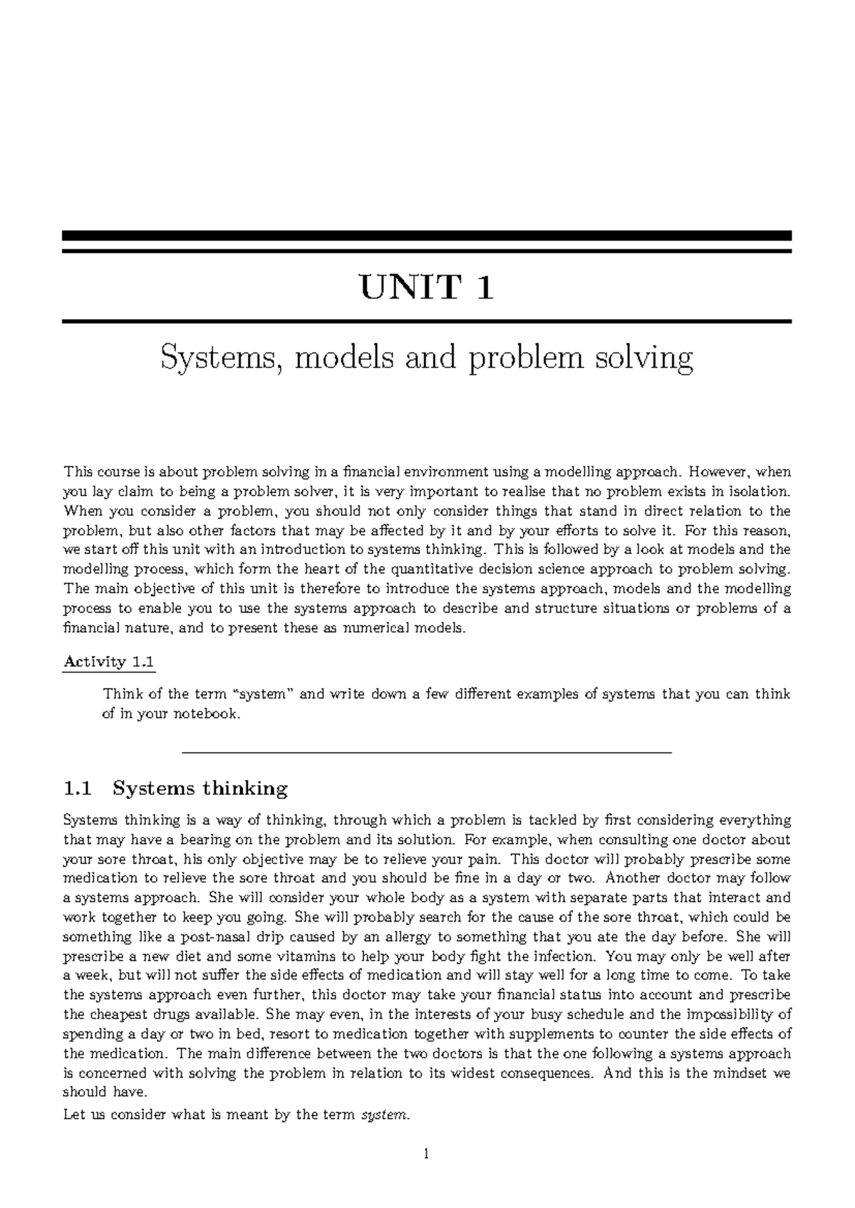 DSC2604 Study Guide: Unit 1 - Systems Thinking and Modeling - Studocu