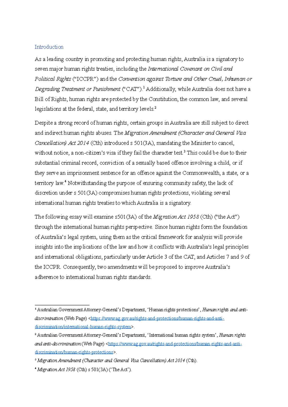 Critical Essay on Human Rights Violations in Australia: Examining s501 ...