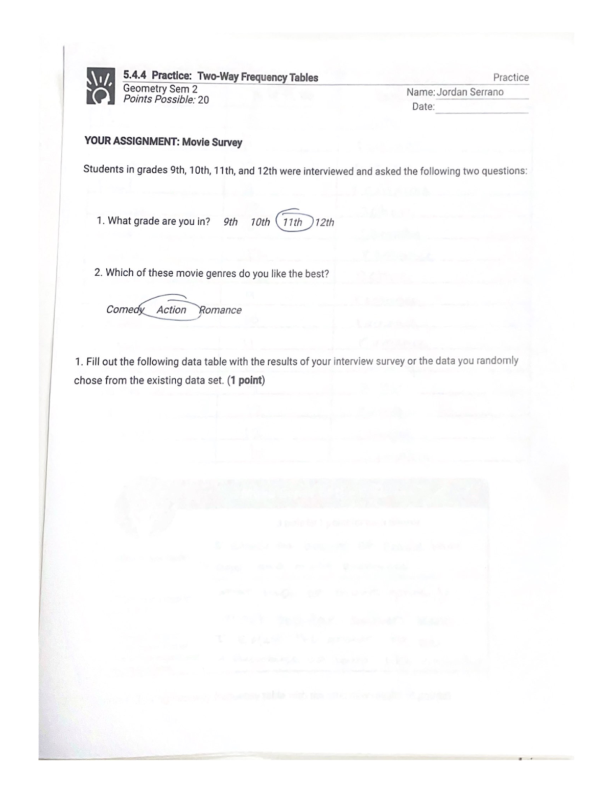5.4.4 Practice: Analyzing Two-Way Frequency Tables - Studocu
