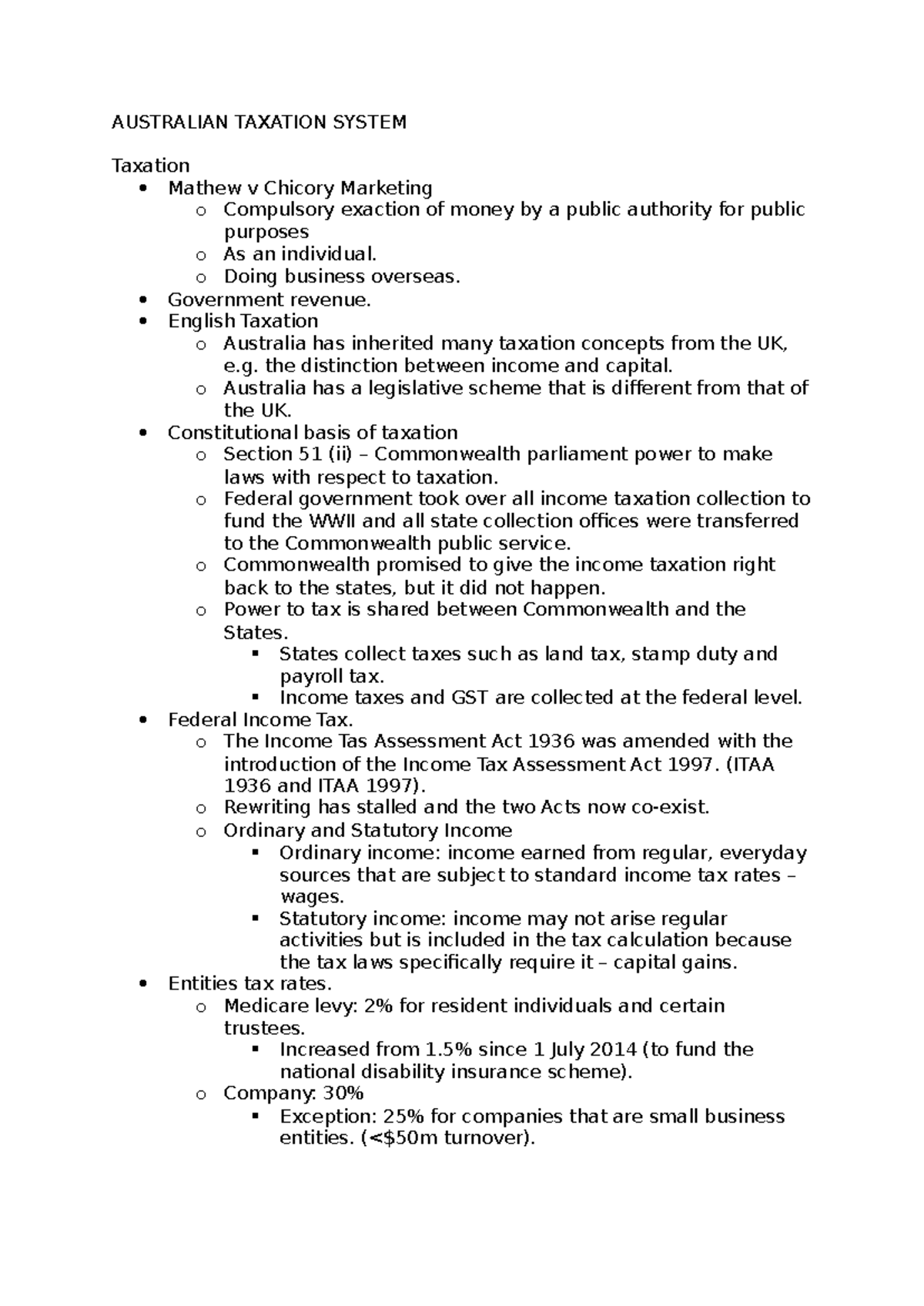 Australian Taxation System - AUSTRALIAN TAXATION SYSTEM Taxation Mathew ...