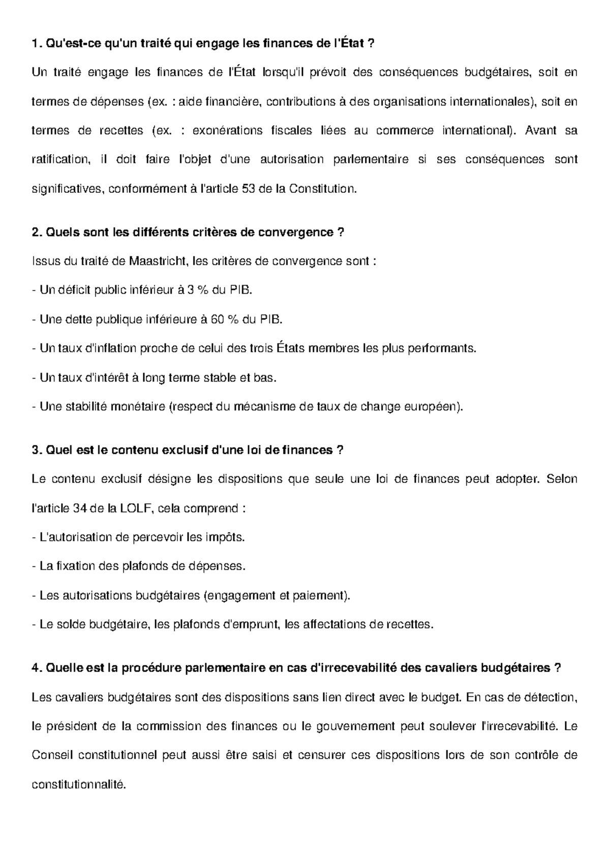 Questions de Droit Finances Publiques (DFP) - Document Complet - Studocu