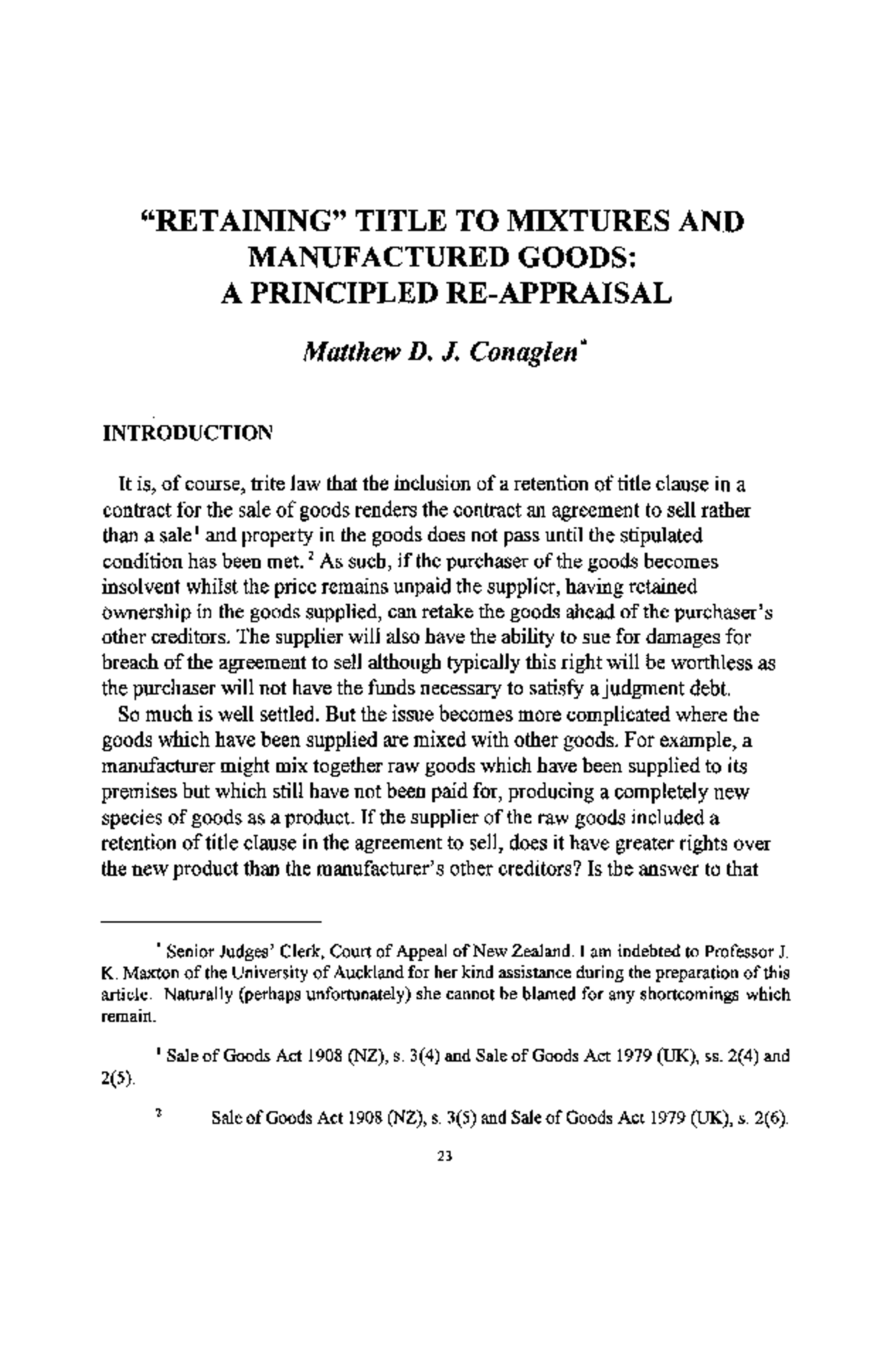Title: Retention of Title Clauses in Mixtures: Legal Implications and ...