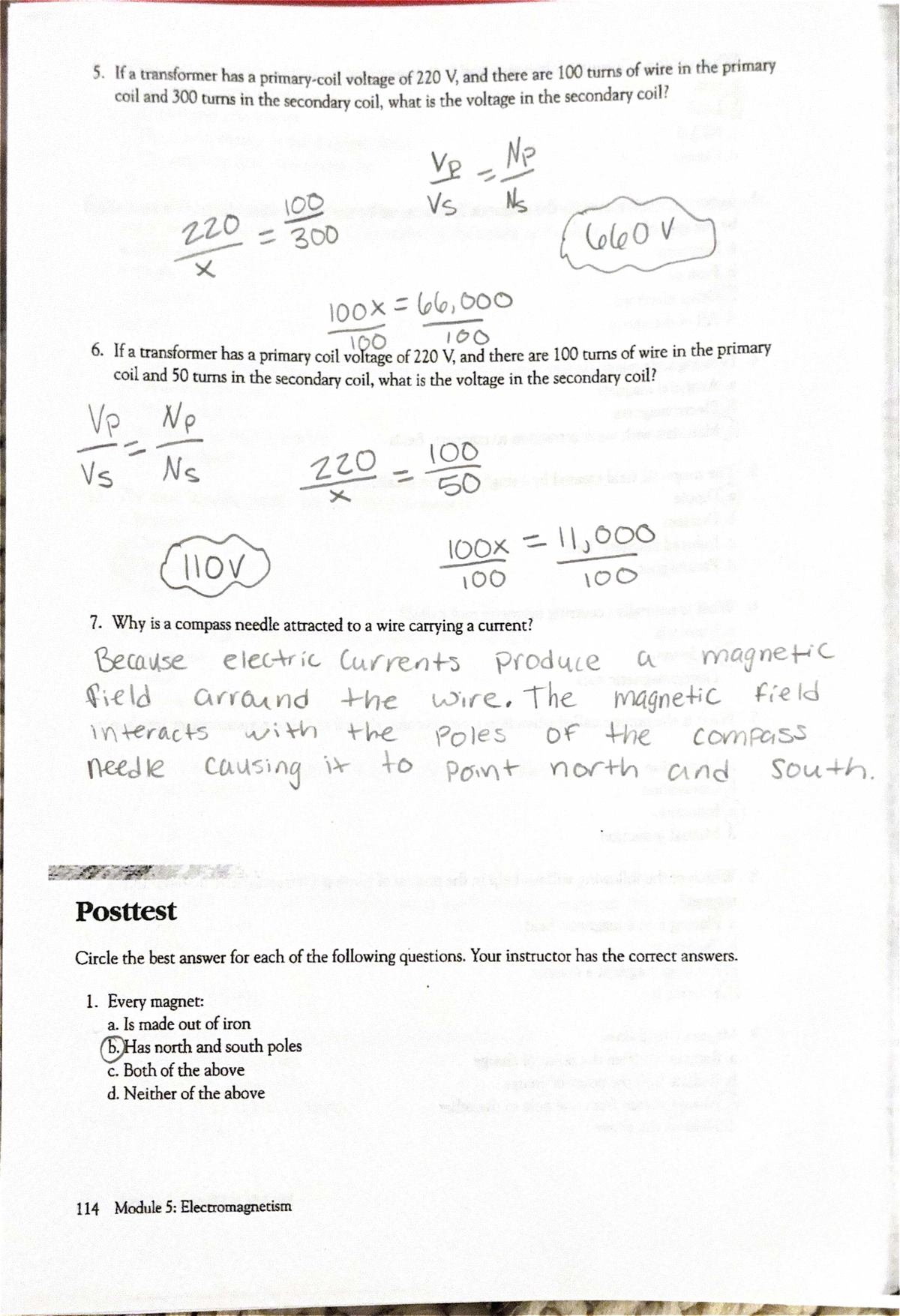 Electromagnetism Posttest Questions and Answers (Module 5) - Studocu