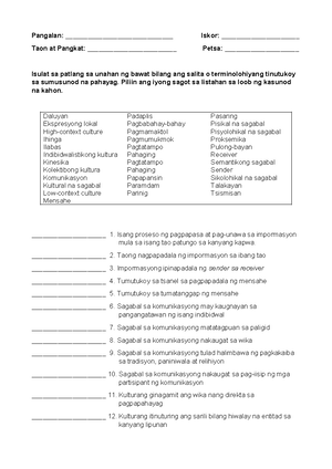 Kontekstwalisadong Komunikasyon - ACRONYMS CHED - Commission on Higher ...