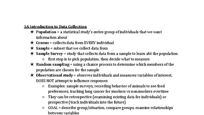 Unit 3 Statistics Notes: Experimental Design & Data Collection ...
