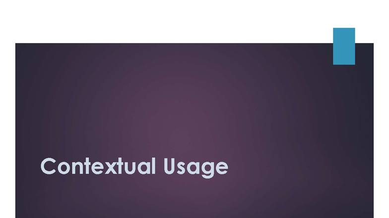 Contextual Usage Notes: Understanding Words in Context - Studocu