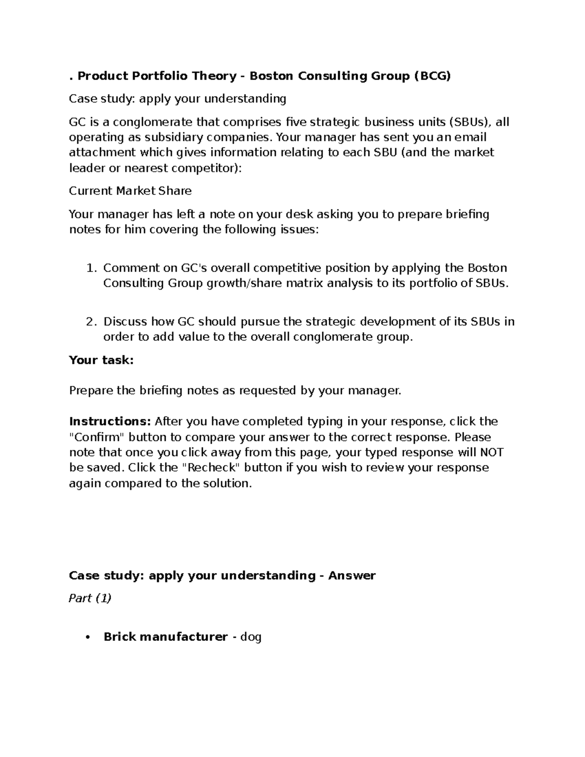 Case Study: Product Portfolio Theory Analysis - BCG (Final Notes) - Studocu