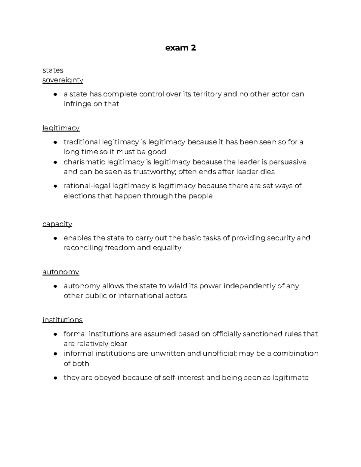 Copo exam 2 study guide - prof chris brown - exam 2 states sovereignty ...