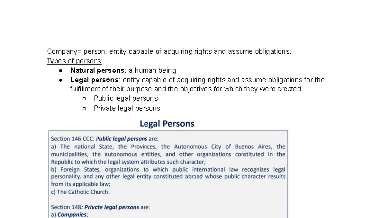 Business Law (BL 202): Types of Persons and Corporate Structures - Studocu