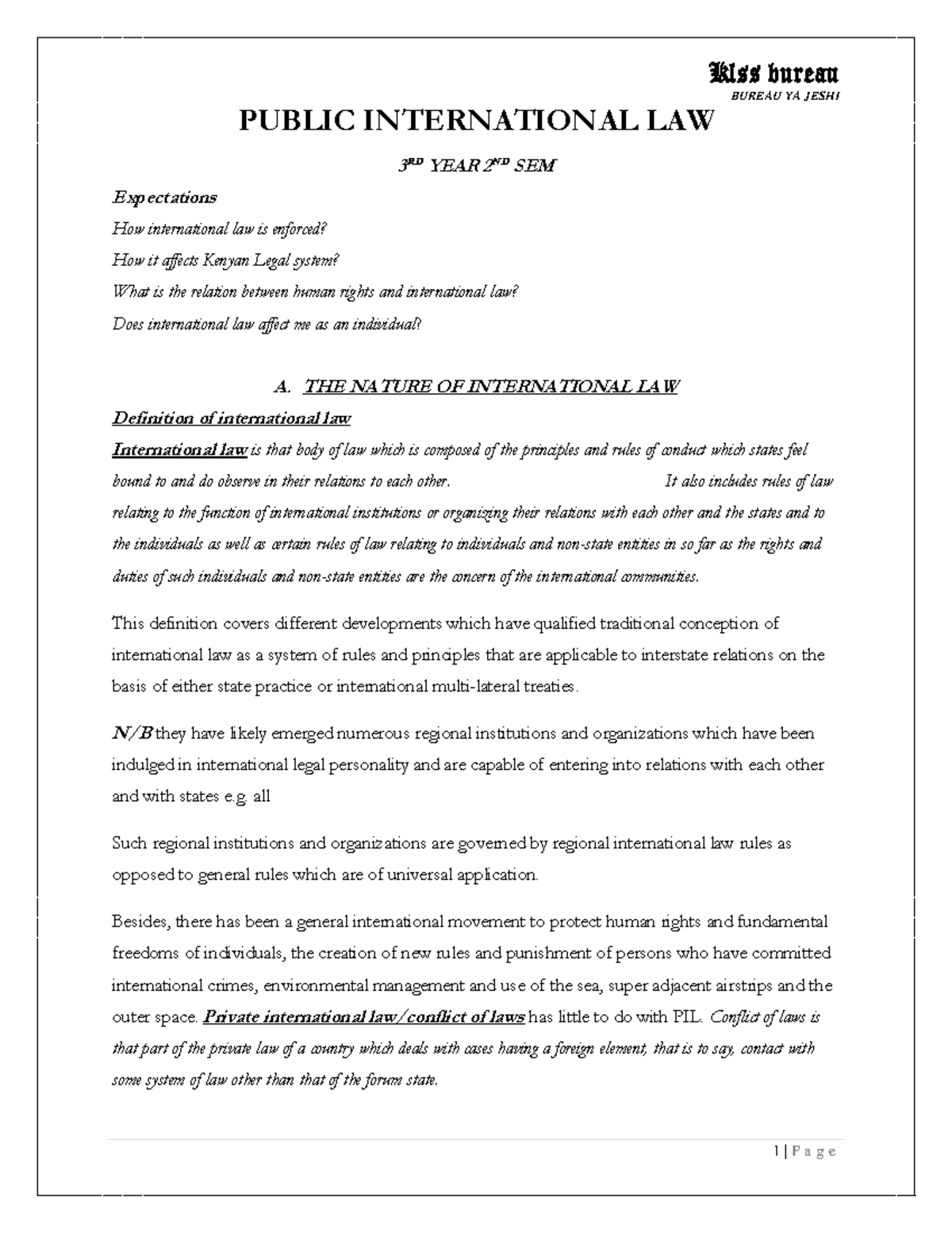 PIL 3RD YEAR 2ND SEM: Understanding Public International Law Concepts ...