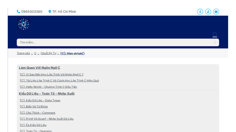 0965303260 Tài Liệu Hướng Dẫn Sử Dụng Hàm strtok() Trong C - Studocu