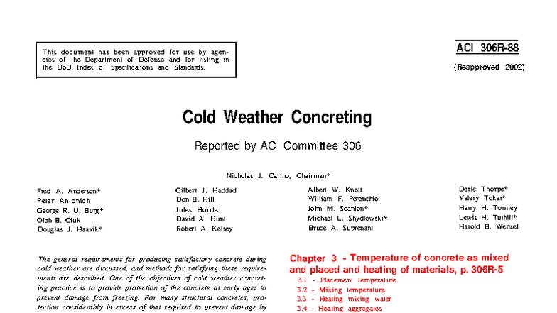 Cold Weather Concreting Guidelines - ACI 306 Report - Studocu