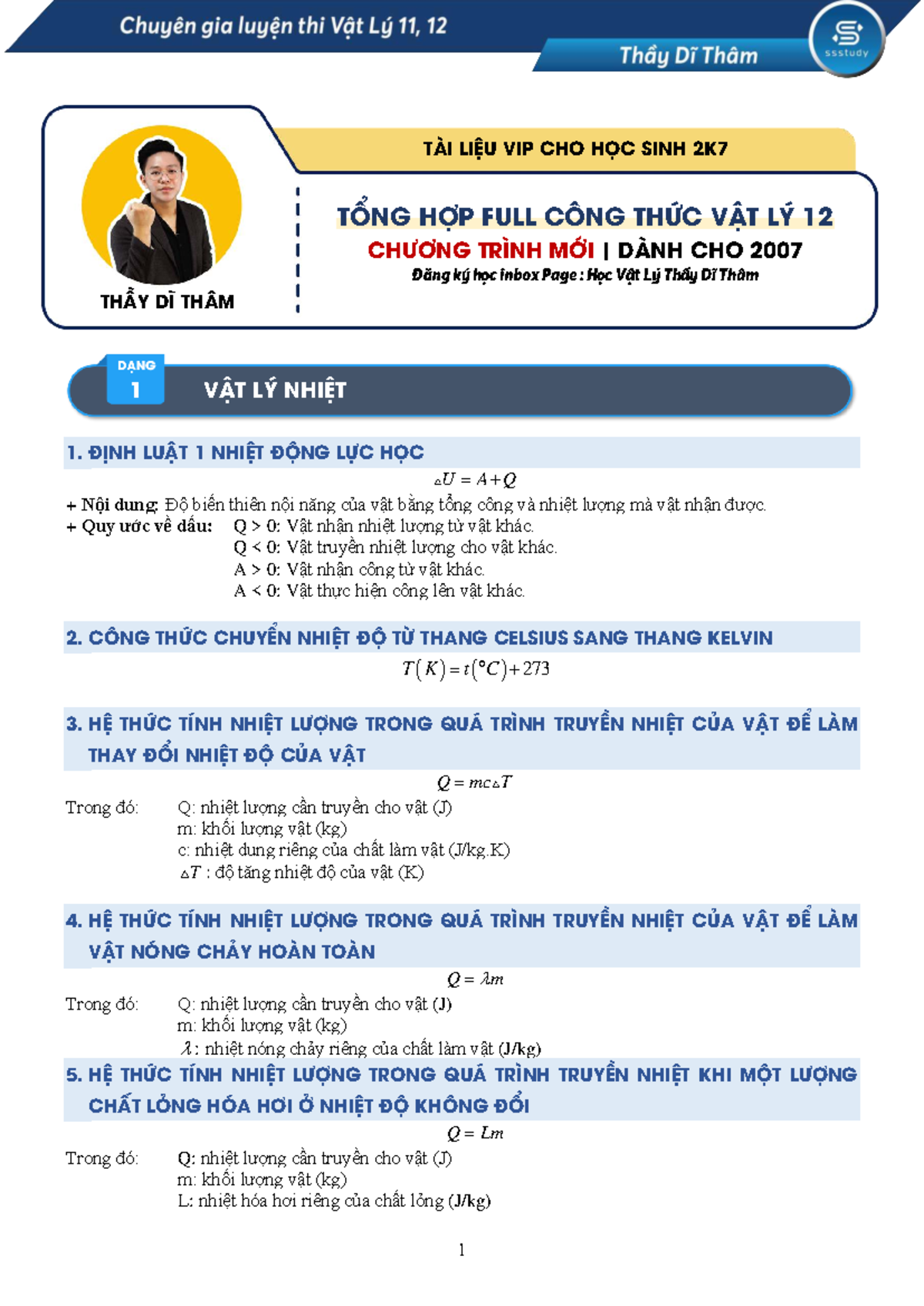 Tổng Hợp Công Thức Vật Lý 12 - Tài Liệu Học Sinh 2K7 - Studocu