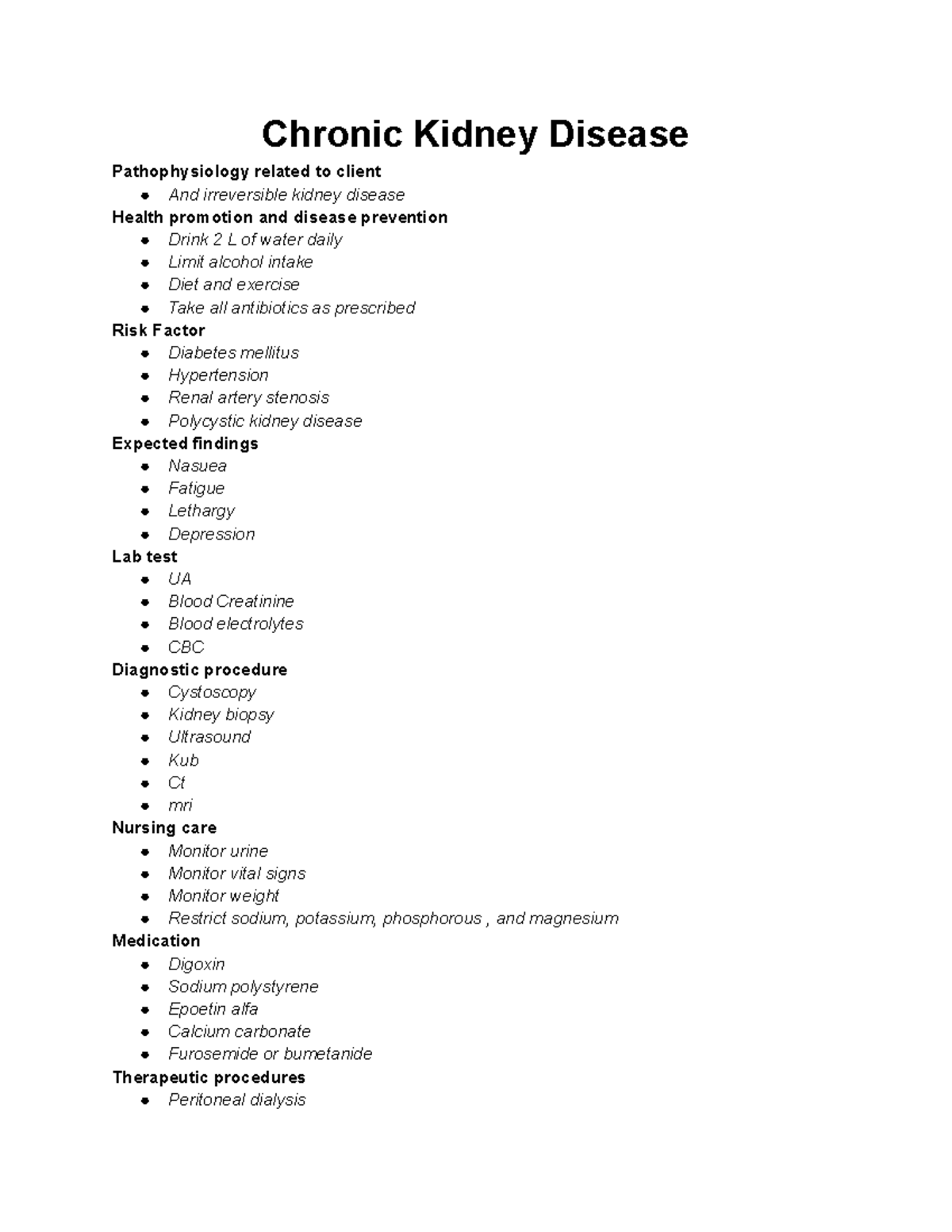 CKD - Concept Maps for Pathophysiology and Nursing Care - Studocu