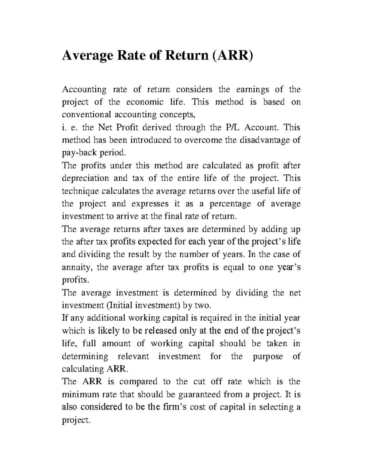 Average Rate of Return (ARR) - Average Rate of Return (ARR) Accounting ...