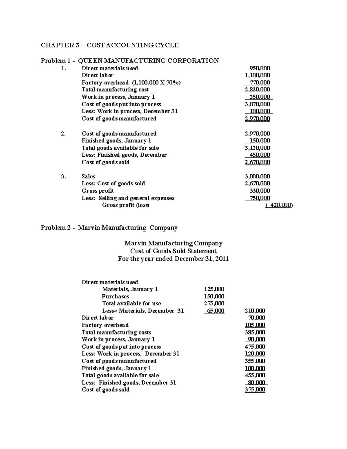 Chapter 3 - Cost Accounting Cycle Solution Manual and Problems - Studocu