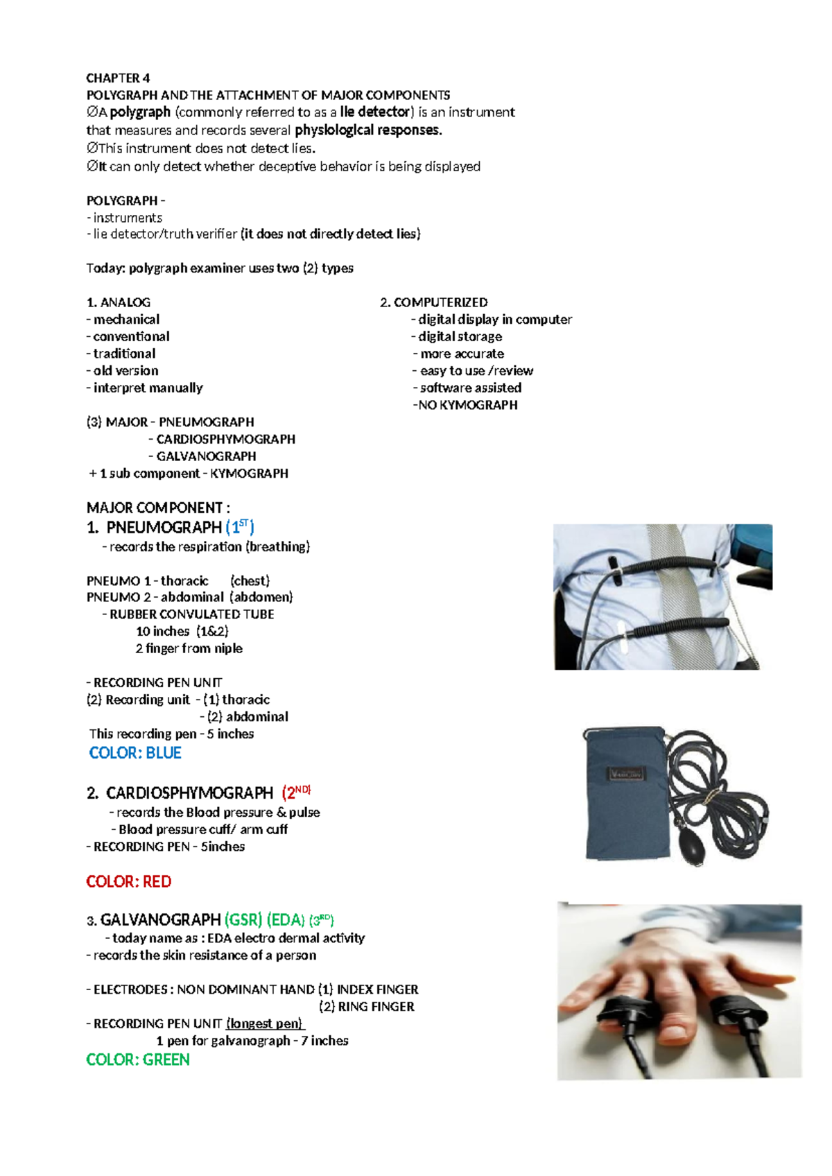 CHAPTER 4: POLYGRAPH INSTRUMENTS & MAJOR COMPONENTS OVERVIEW - Studocu