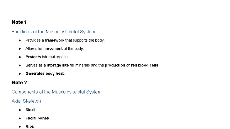 Week 11 MSK - Comprehensive Study Guide on Musculoskeletal System - Studocu