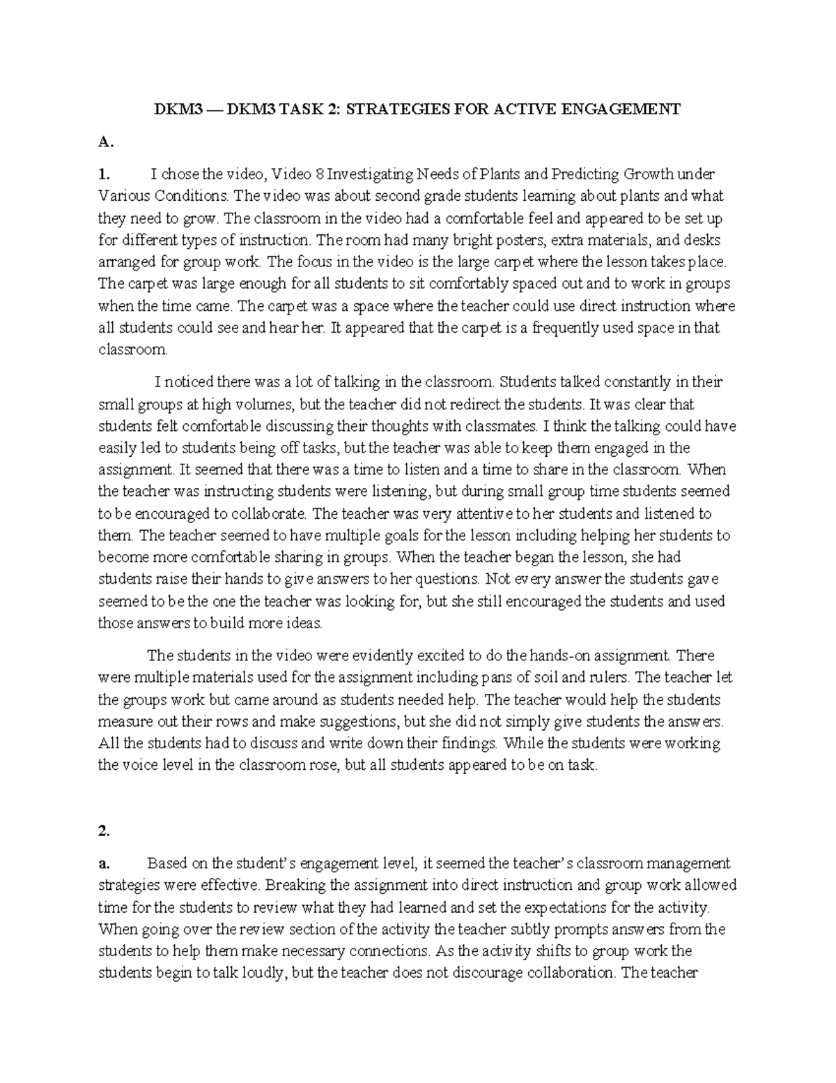 DKM3 Task 2: Strategies for Enhancing Active Student Engagement - Studocu