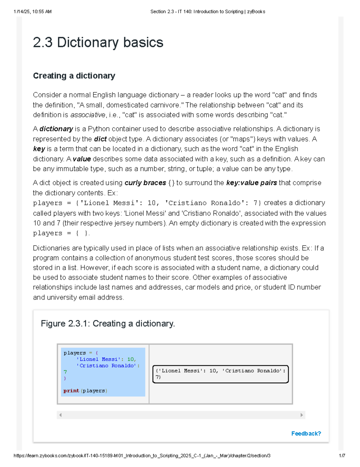 Participation Activities in Python: Creating and Modifying Dictionaries - Studocu