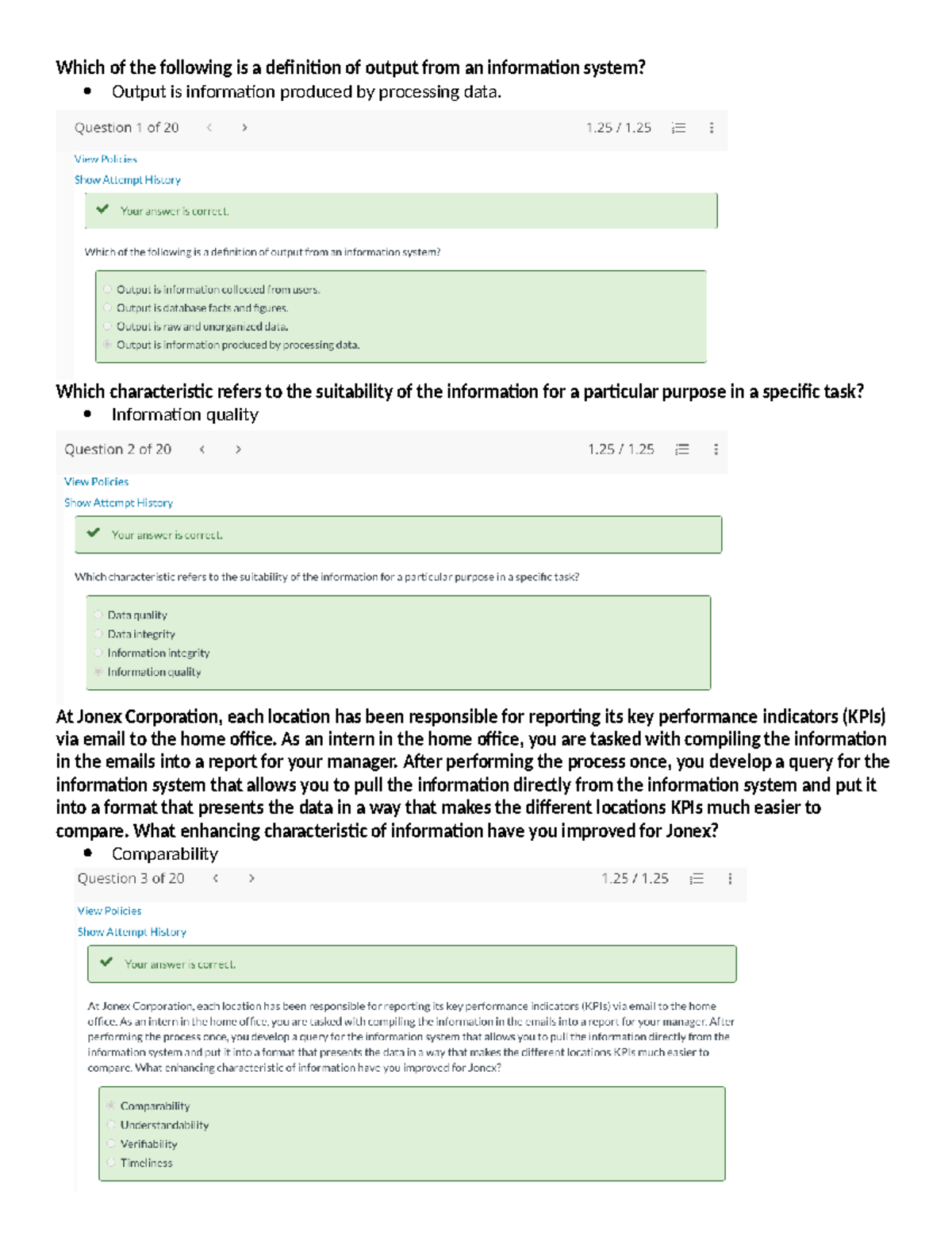 ACC 315 1-3 Quiz: Information Systems and Accounting Concepts - Studocu
