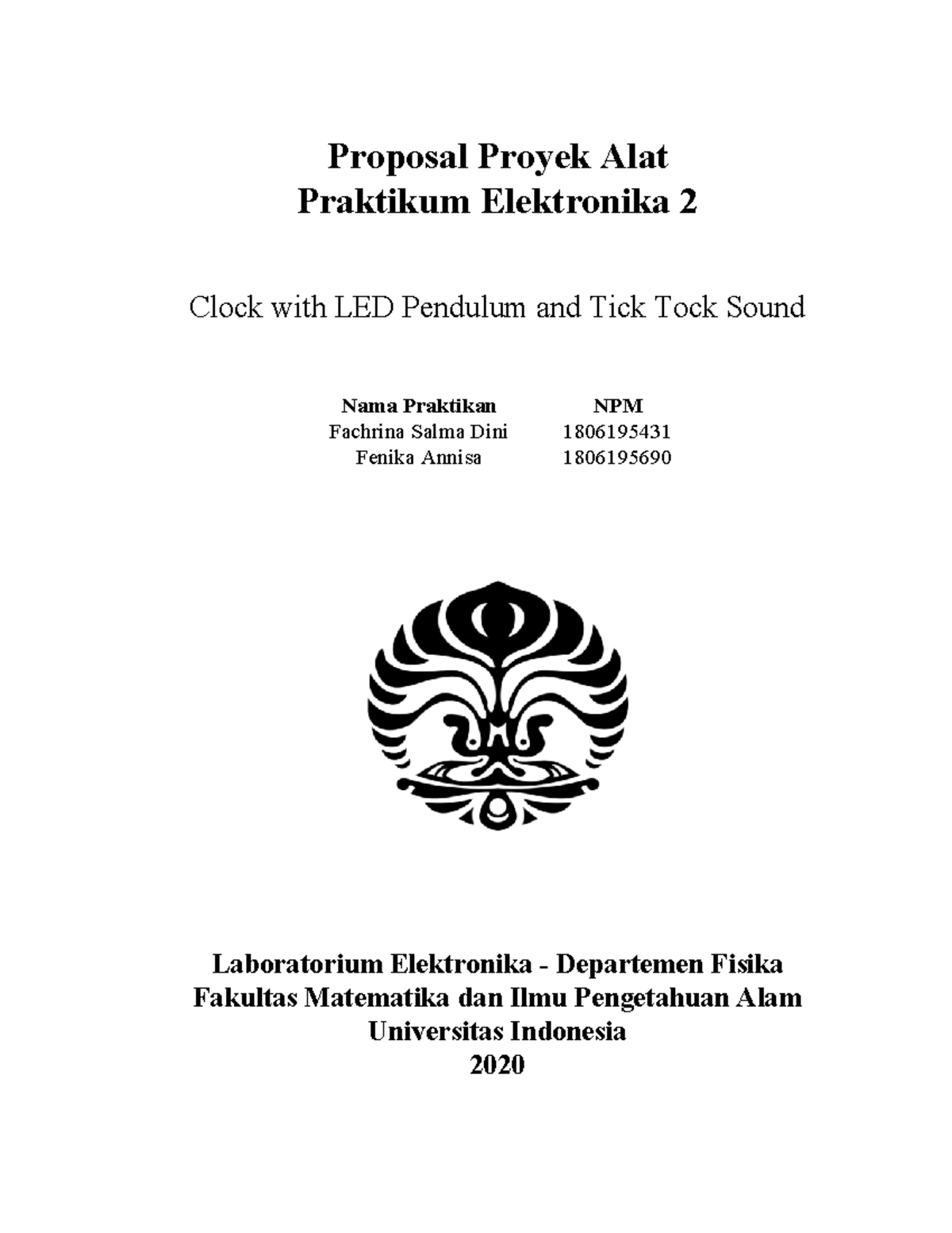 Proposal Proyek Praktikum Elektronika 2: Jam dengan Pendulum LED - Studocu
