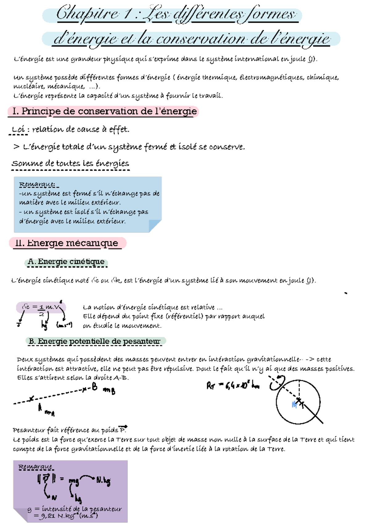Chapitre 1 : Conservation de l'Énergie et Énergies Mécaniques (Physique ...