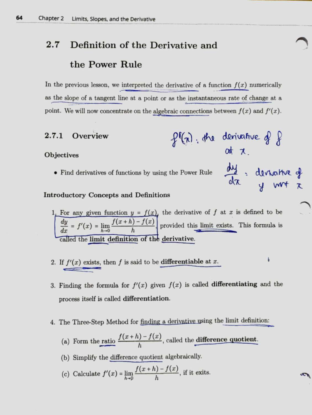 Calculus I: Chapter 2 - Limits, Slopes, and the Derivative Overview ...