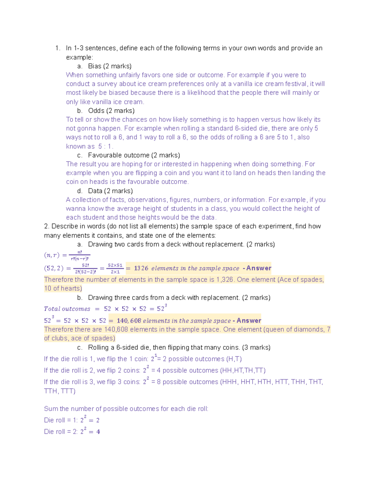 Definitions and Examples of Key Statistical Terms for Course 2.5 - Studocu
