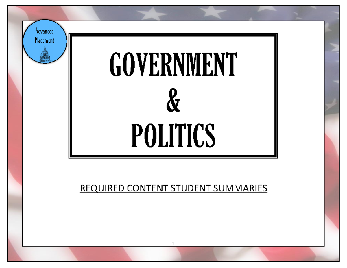 AP GOVT POLITICS REQUIRED CONTENT STUDENT SUMMARIES - Studocu