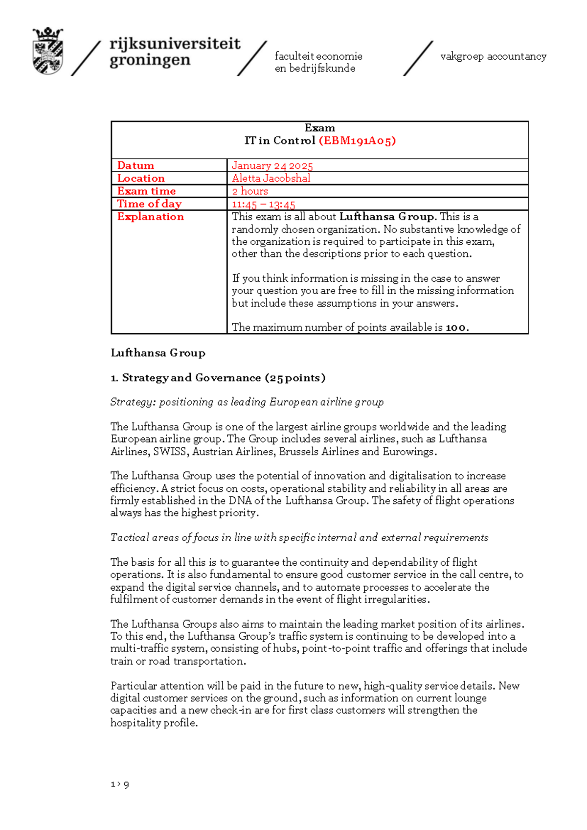 Exam IT in Control (EBM191A05) Review Session Notes 2024-2025 - Studeersnel