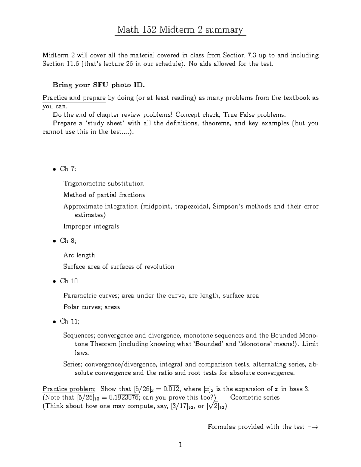 Math 152 Midterm 2 Study Guide: Key Concepts & Topics - Studocu