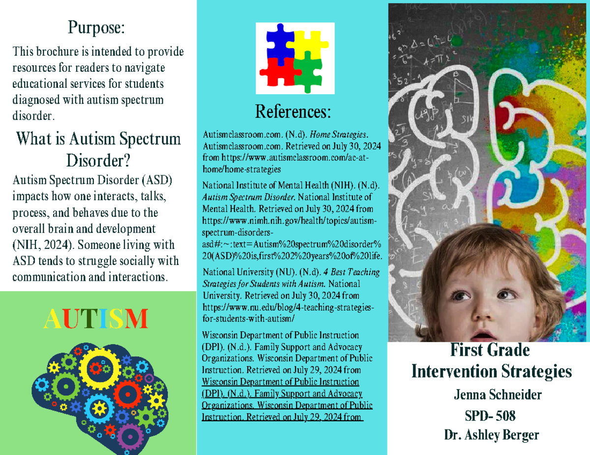 SPD 508 - Brochure on Intervention Strategies for Autism Spectrum ...