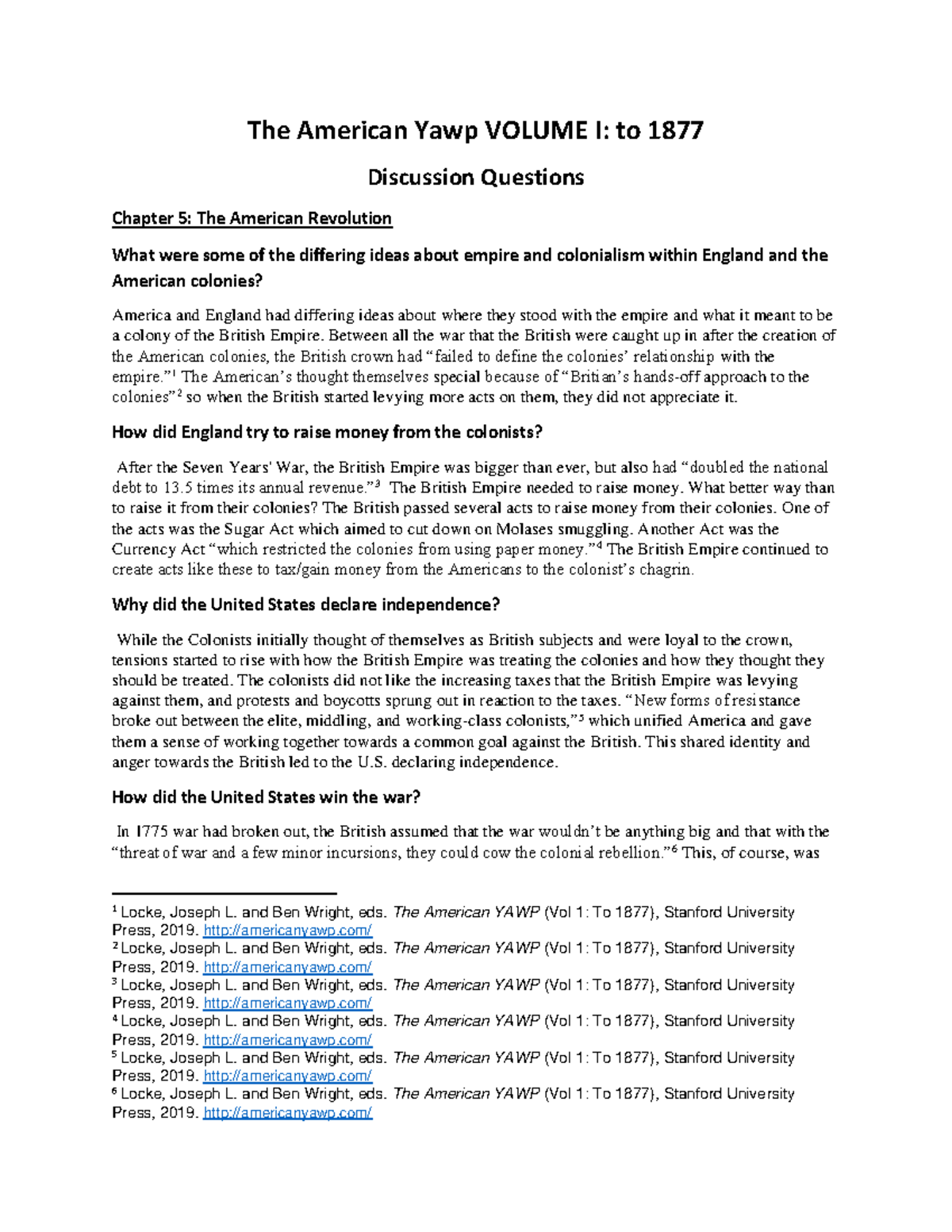 American YAWP Chapter 5 American Revolution - The American Yawp VOLUME ...