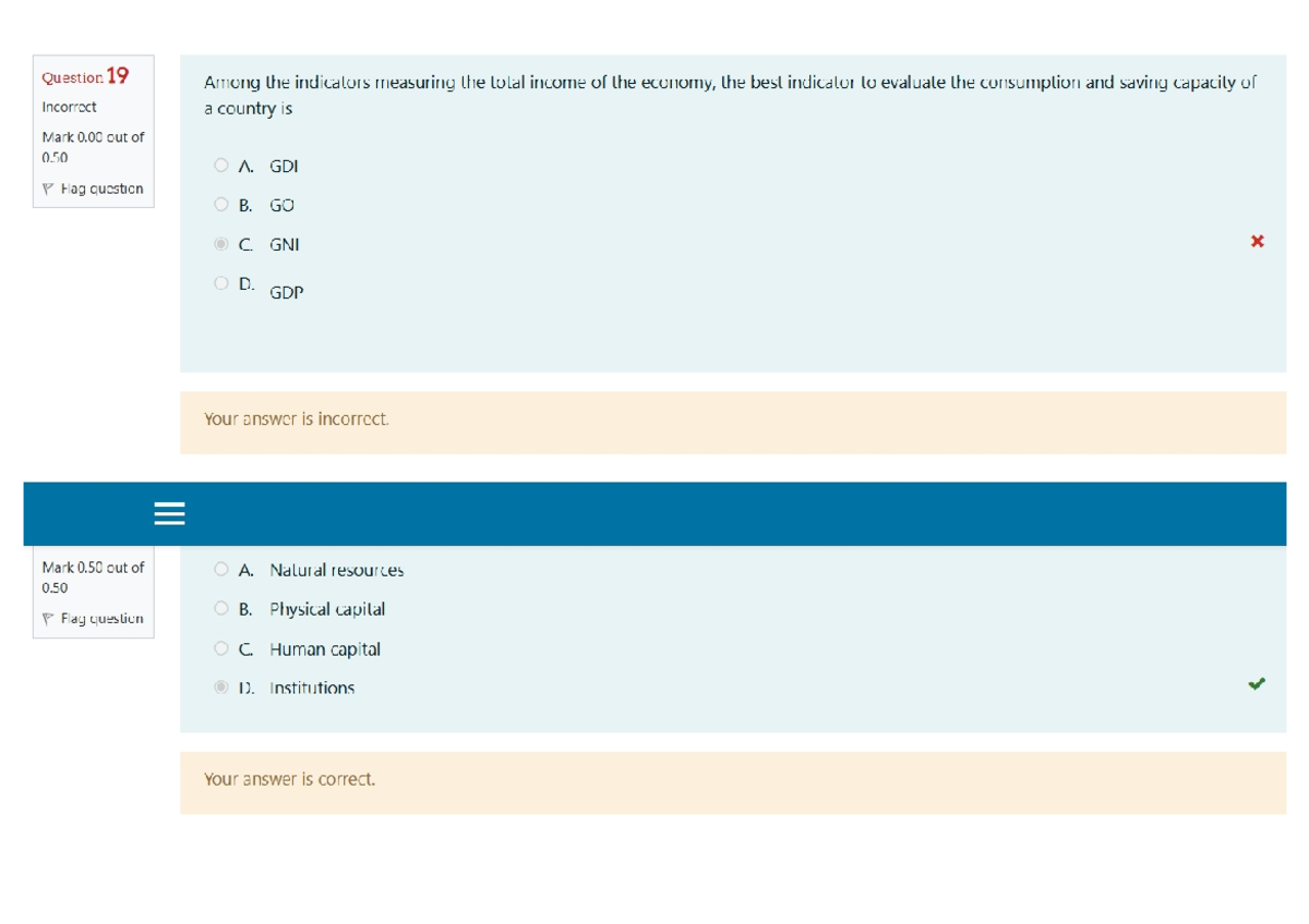 Economics Quiz: GNI, GDP, and Economic Indicators (Course Code: ECO101 ...