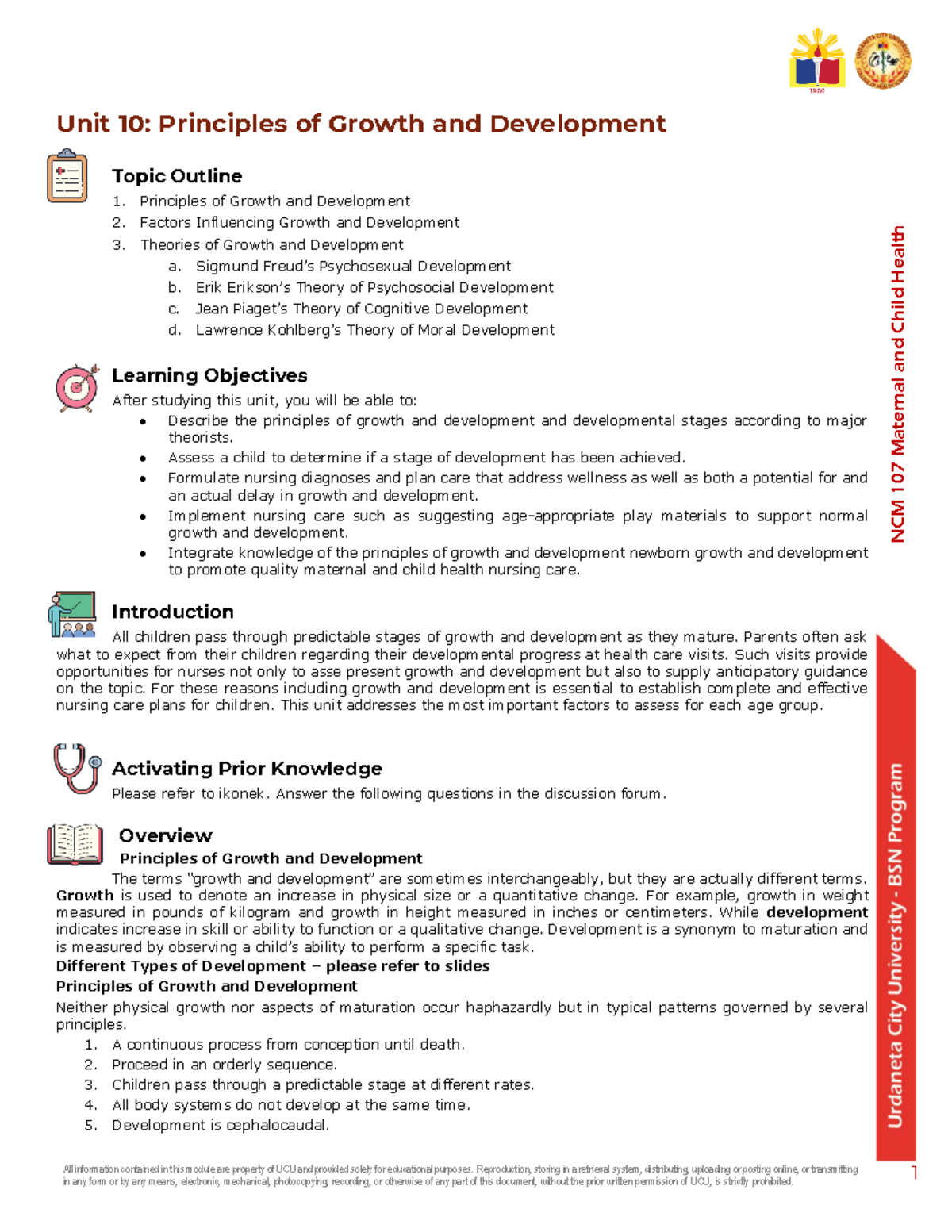 NCM 107 Maternal and Child Health Nursing: Growth & Development ...