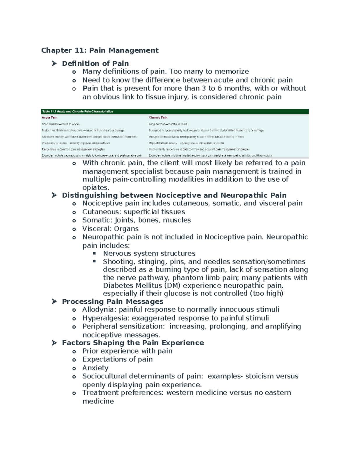 Module 3 Guided Notes: Chapter 11 - Pain Management Insights - Studocu