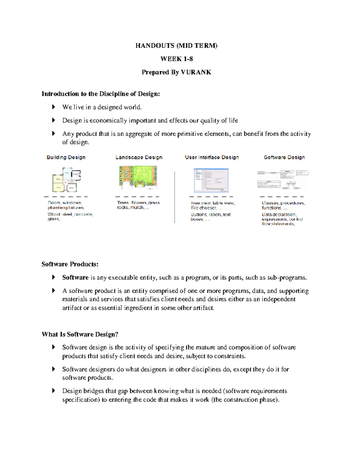 CS603 Midterm Handouts: Introduction to Software Design Concepts - Studocu