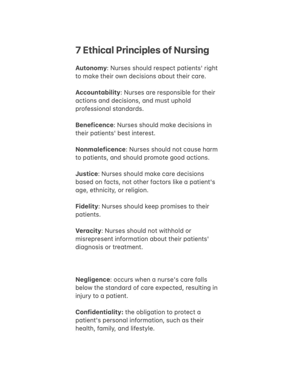 Ethical Principles of Nursing: 7 Key Concepts for Care - Studocu