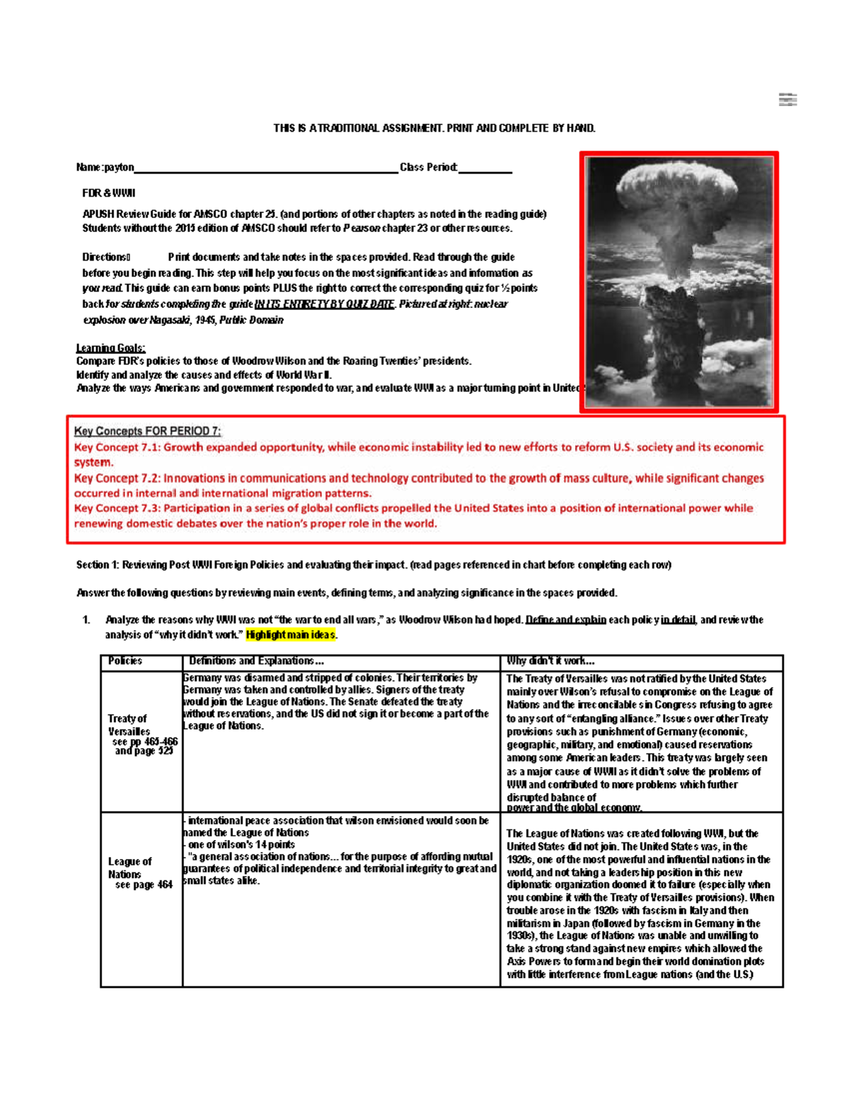 FDR WWII APUSH Review Guide for AMSCO Chapter 25 and Key Policies - Studocu