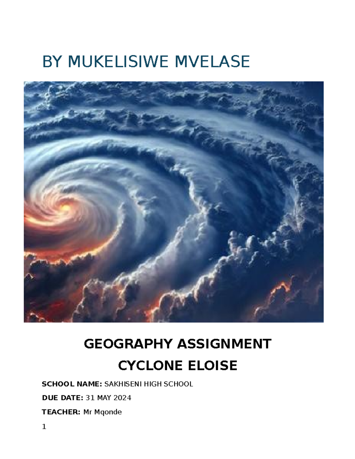 Research on Cyclone Eloise: Geography Assignment (Grade 12) - Studocu