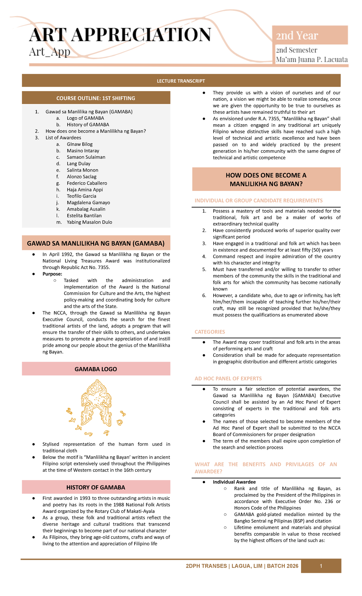 GAMABA Lecture Notes: Understanding the Gawad sa Manlilikha ng Bayan ...