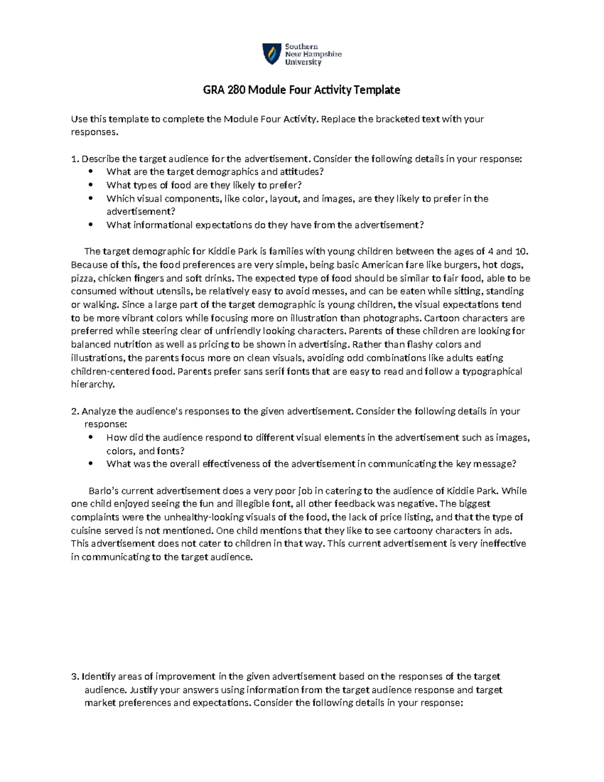 GRA 280 Module Four Activity: Target Audience and Advertisement ...