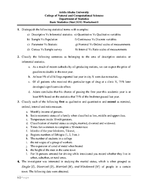 Chapter 1 and 2 - Lecture Notes on Basic Statistics for Business ...