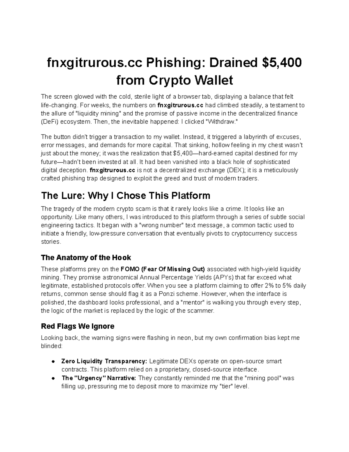 Fnxgitrurous.cc Phishing: How I Lost $5,400 in Crypto Scam - Studocu