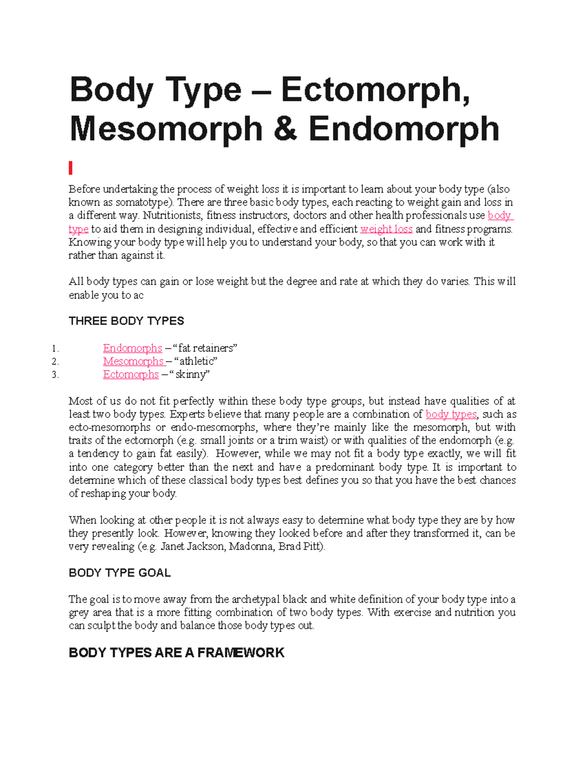 Body Type – Ectomorph, Mesomorph Endomorph - Body Type – Ectomorph ...