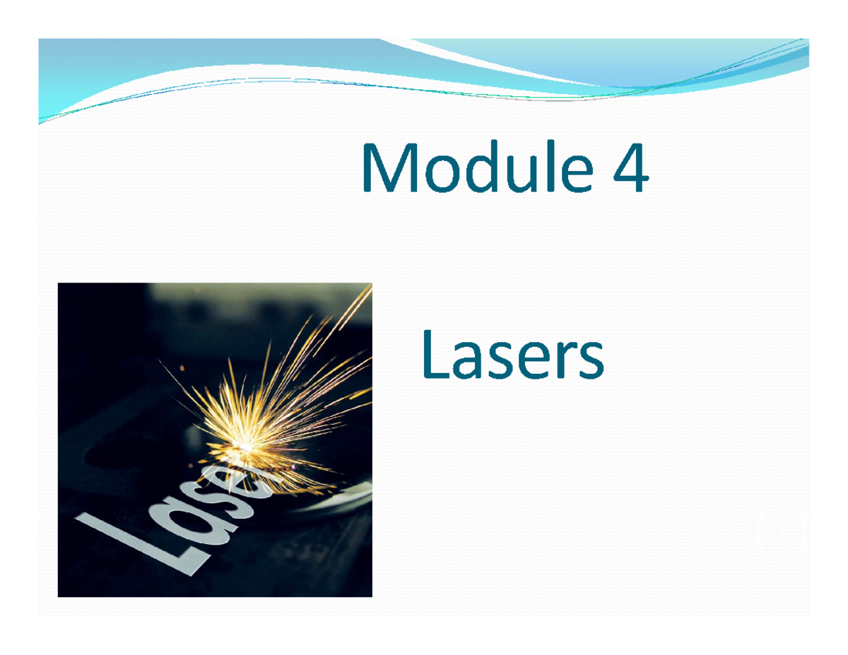 Mod-4 Laser - Module 4 LasersLasers 1 Introduction to LASERS The word ...