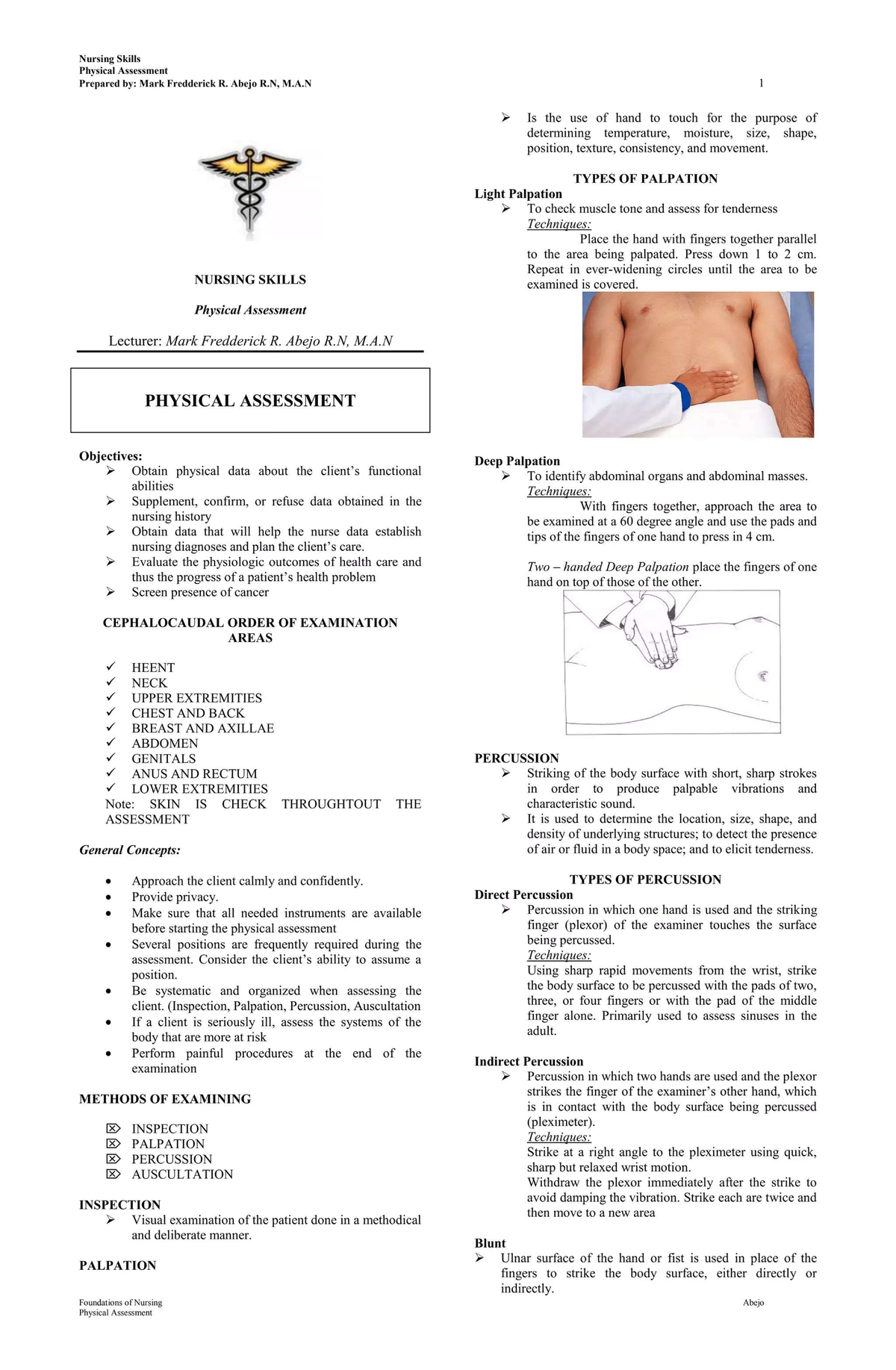 Comprehensive Guide to Physical Assessment (NURS 201) for Nursing ...