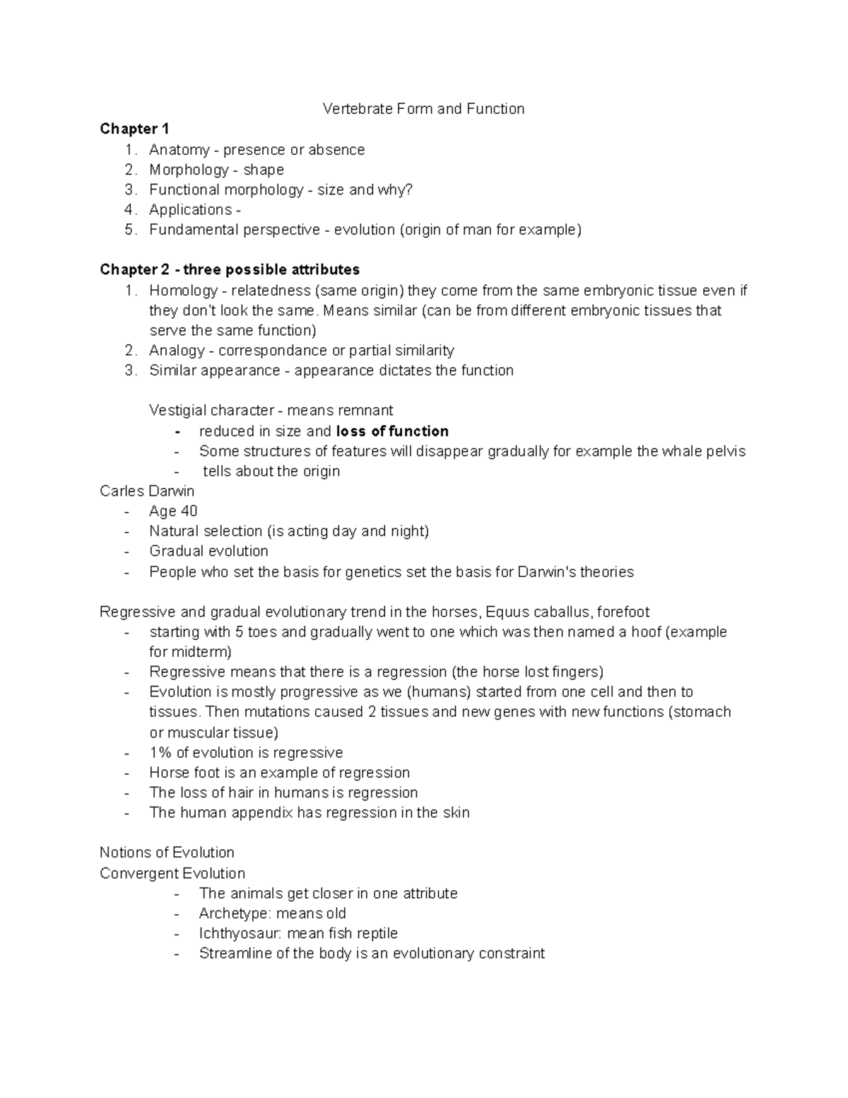 Vertebrate Form and Function: Comprehensive Notes for Study & Midterm ...